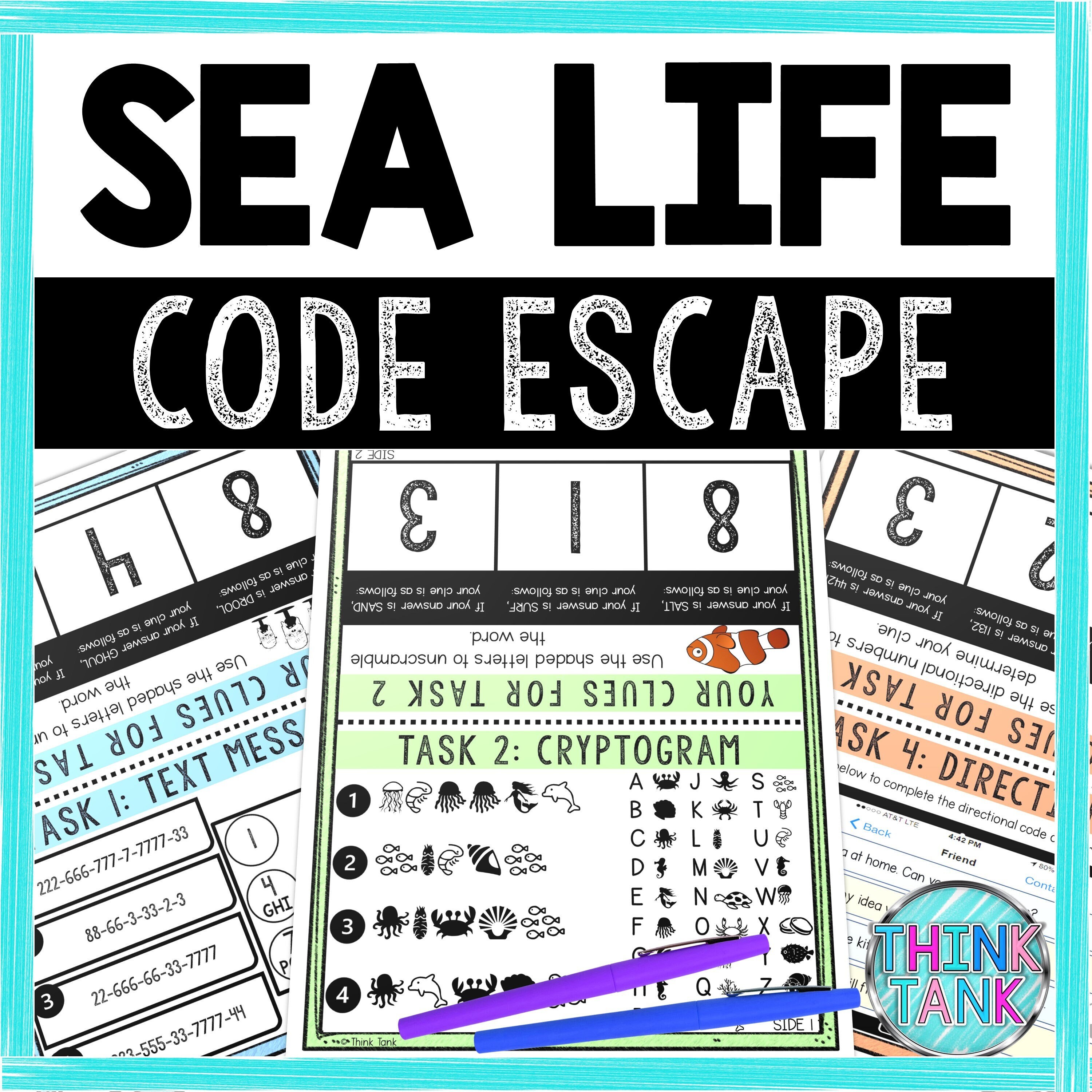 Sea Life Escape Room Code for Kids Printable Party Game - Etsy