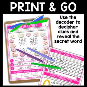 Valentine's Day Escape Room for Kids, Printable Party Game, Cipher ...