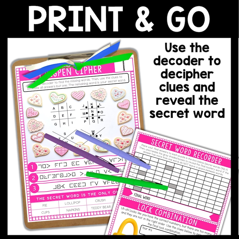 Valentine's Day Escape Room for Kids, Printable Party Game, Cipher ...