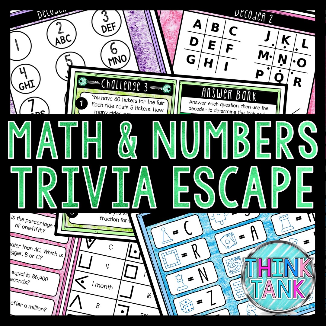 Math and Numbers Trivia Game - Escape Room for Kids - Printable Party ...