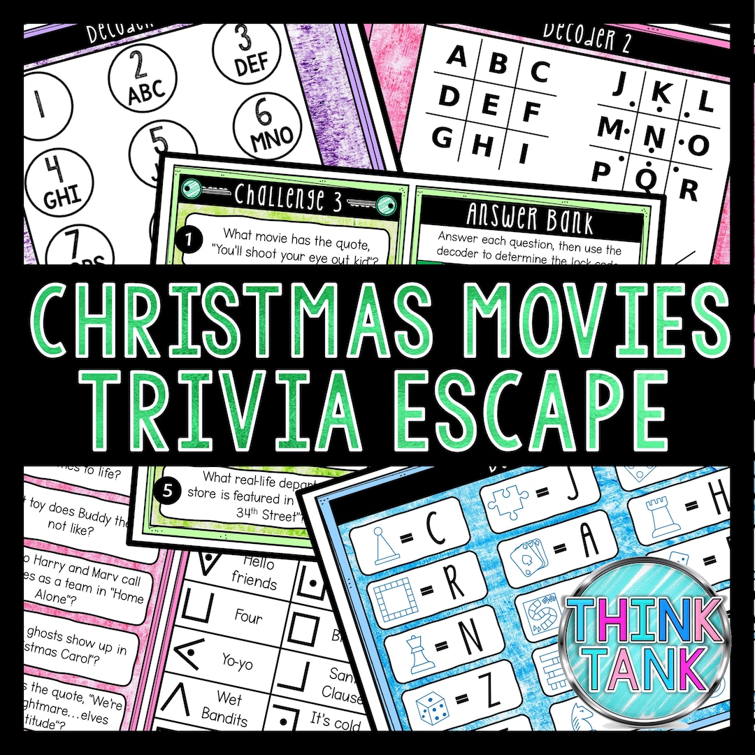 Christmas Movies Trivia Game, Escape Room for Kids, Printable Party ...