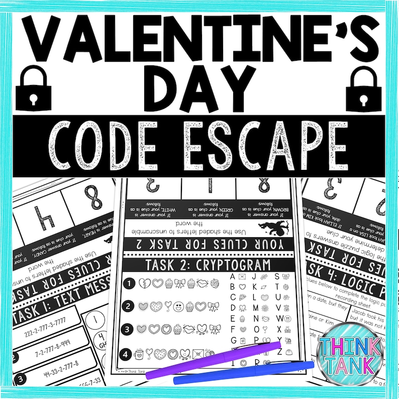 Valentine's Day Escape Room Code for Kids Printable - Etsy