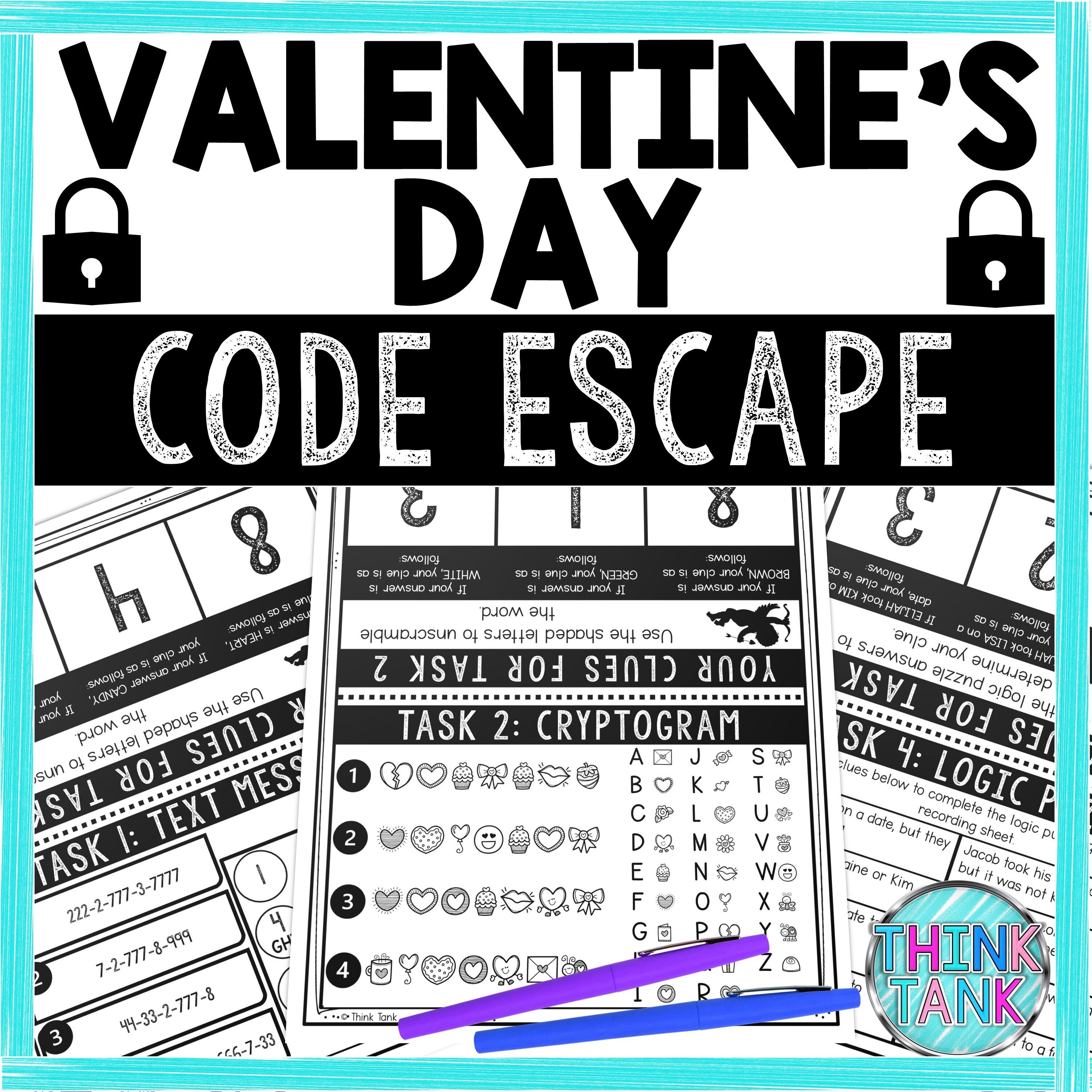 Valentine's Day Escape Room Code for Kids Printable - Etsy