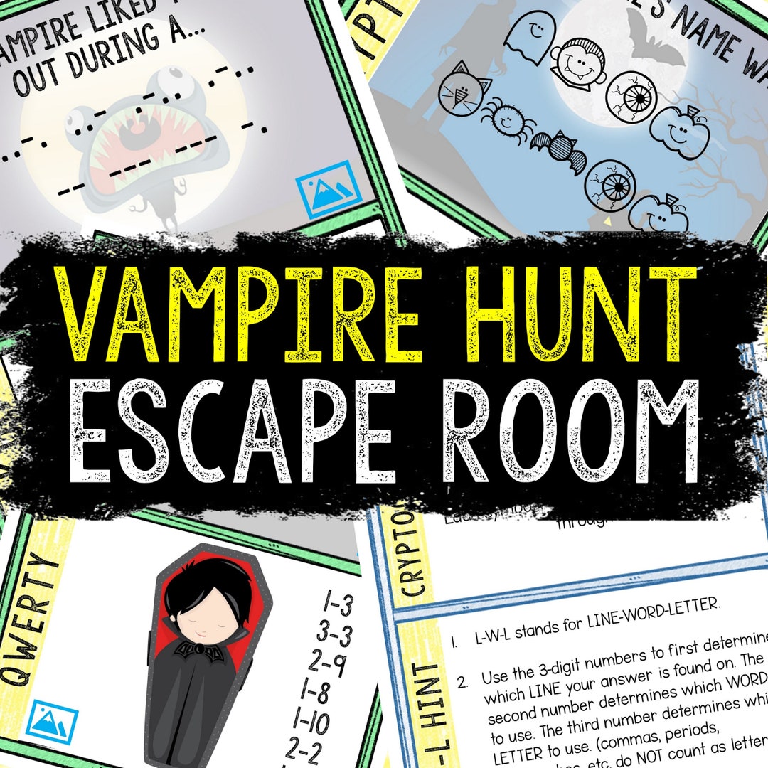 Halloween Escape Room for Kids, DIY Printable Game, Vampire Hunt Escape ...