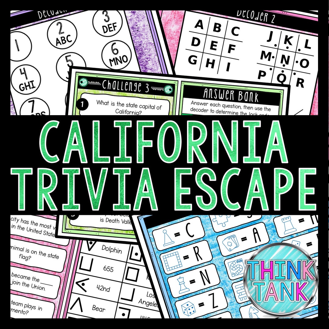 California Trivia Game - Escape Room for Kids - Printable Party Game ...