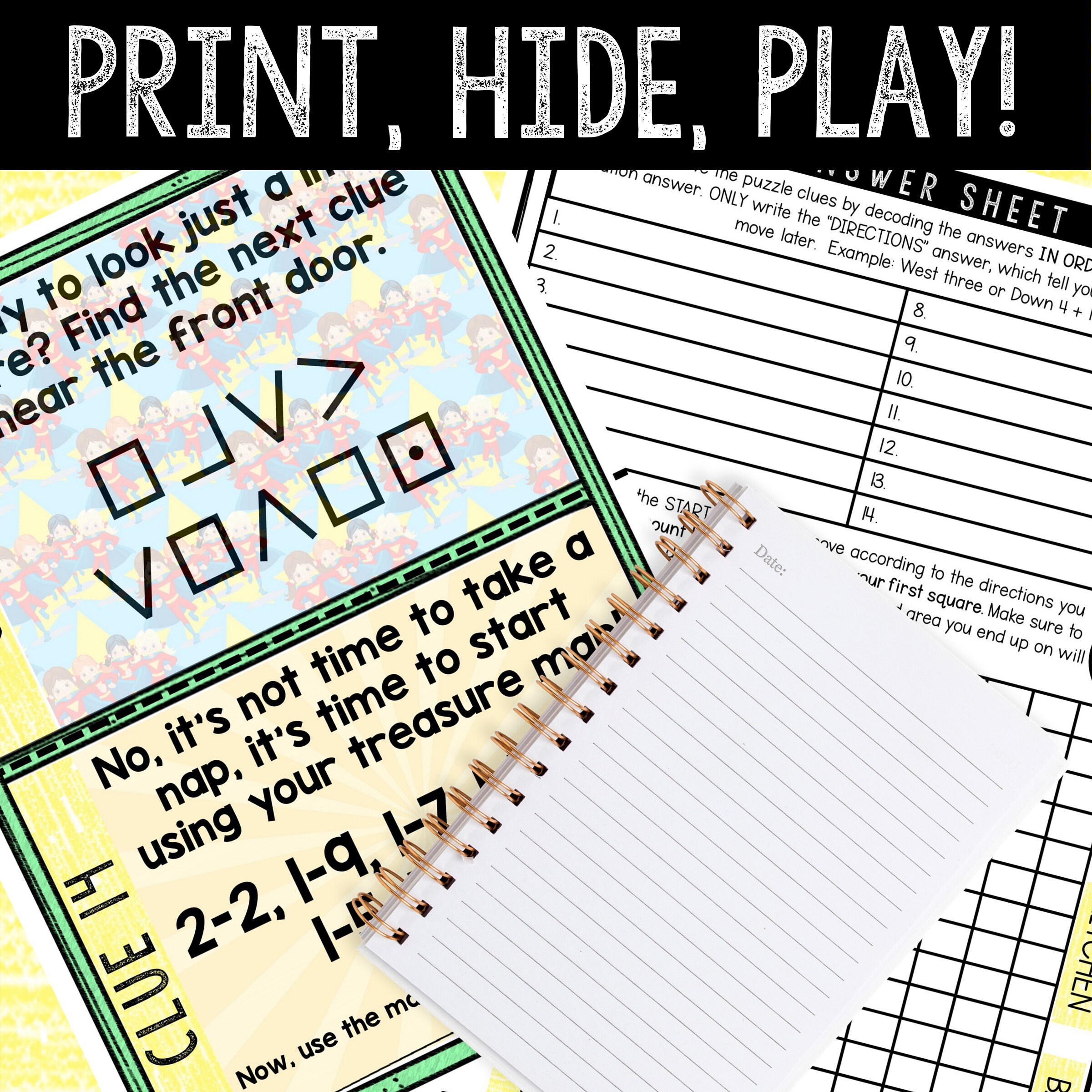 Superhero Theme Treasure Hunt for Kids - Printable Puzzle Game - Indoor ...