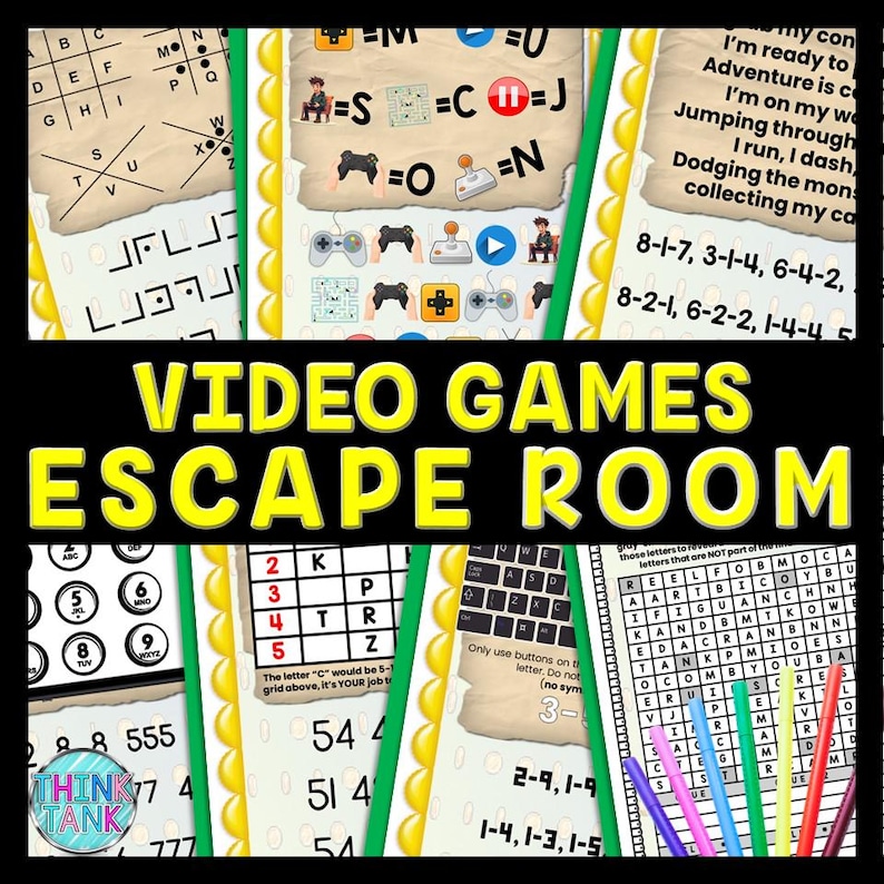 Video Games Escape Room Word Search, Printable Party Game for Kids ...