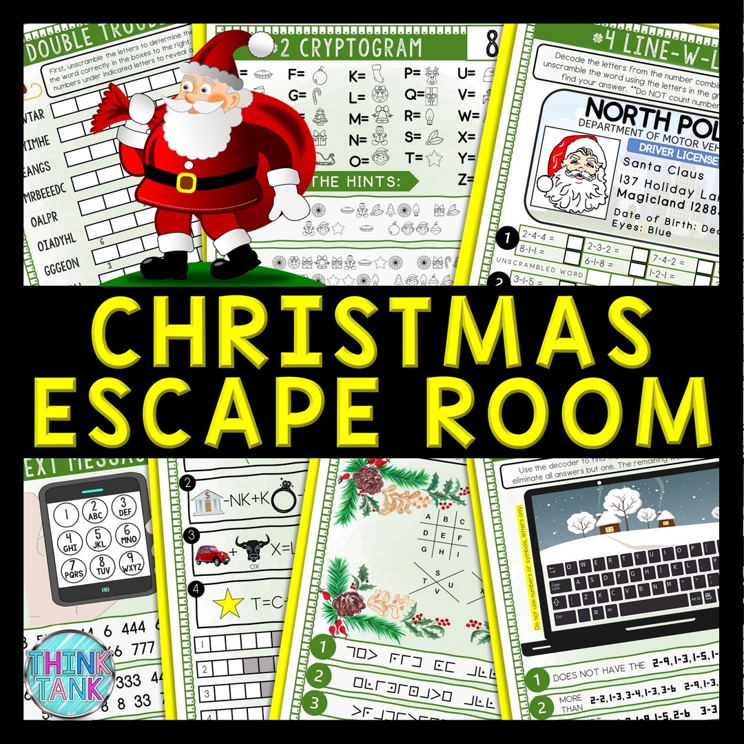 Christmas Escape Room for Kids, Printable Party Game, Cipher Puzzles ...