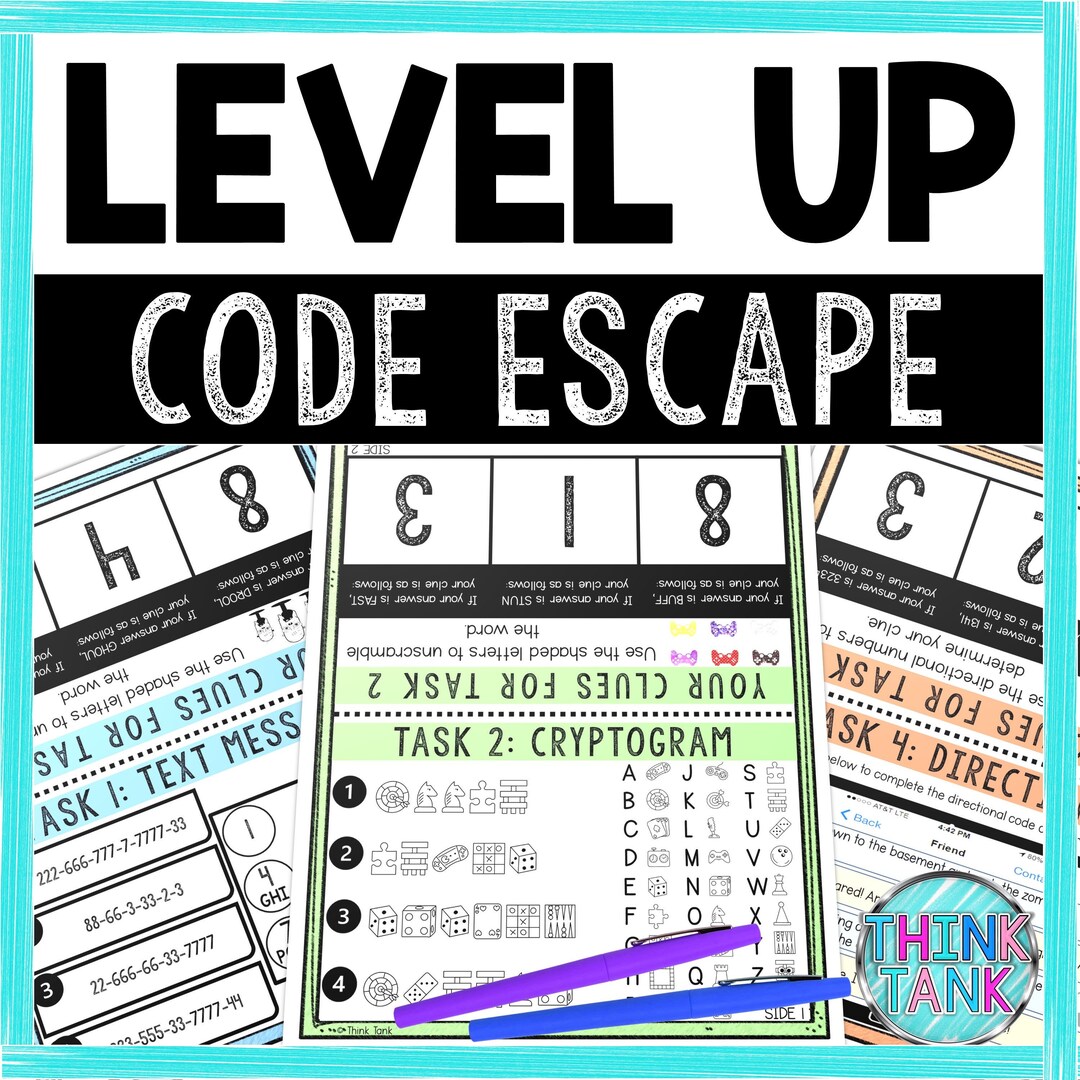 Level up - Video Game Escape Room Code for Kids - Printable Party Game ...
