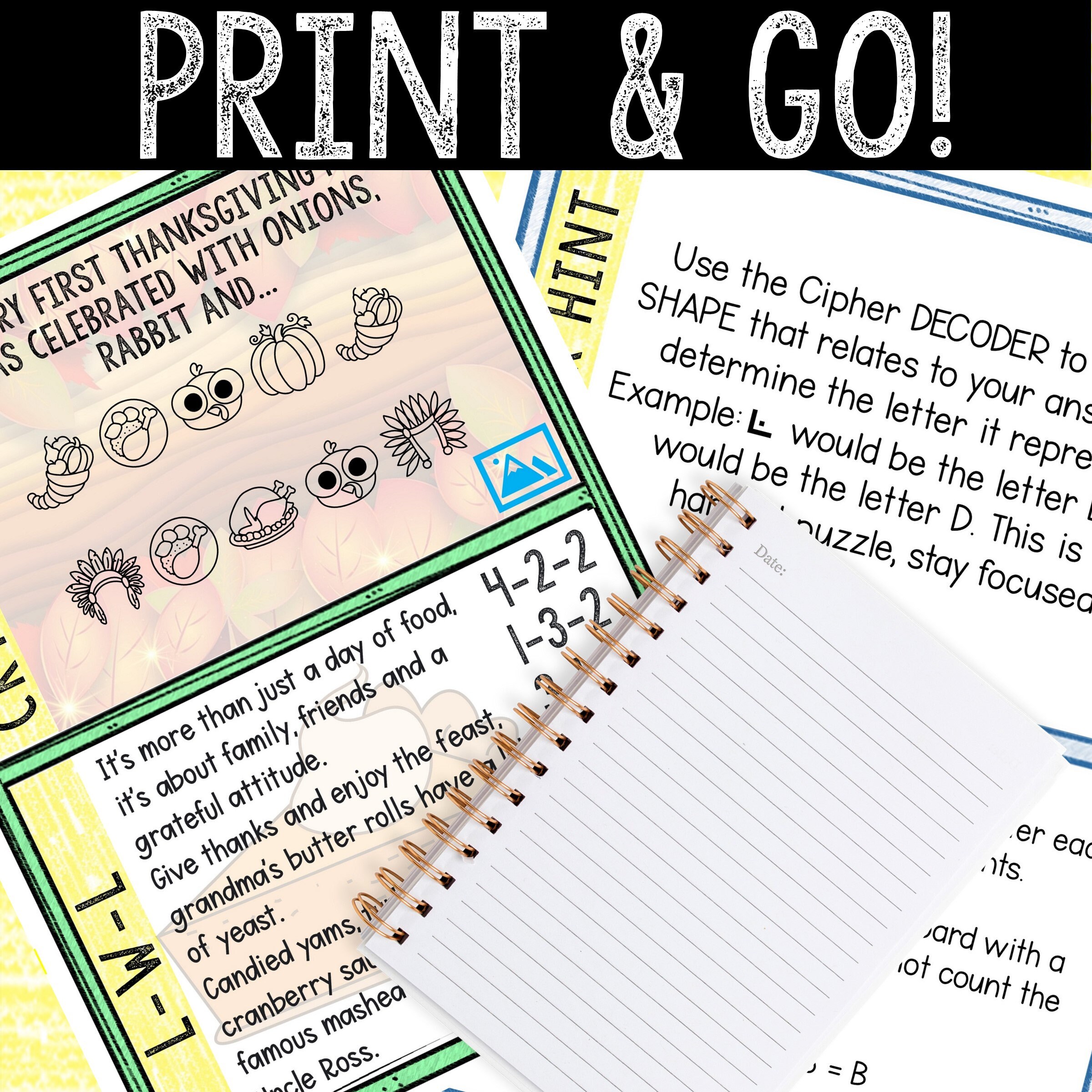 Thanksgiving Escape Room for Kids, Printable Party Game, Escape Room ...