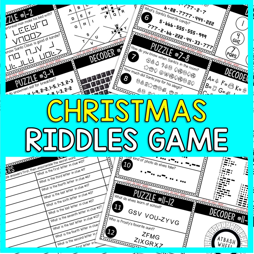 Christmas Riddles Game, Scavenger Hunt for Kids, Escape Room Puzzle ...