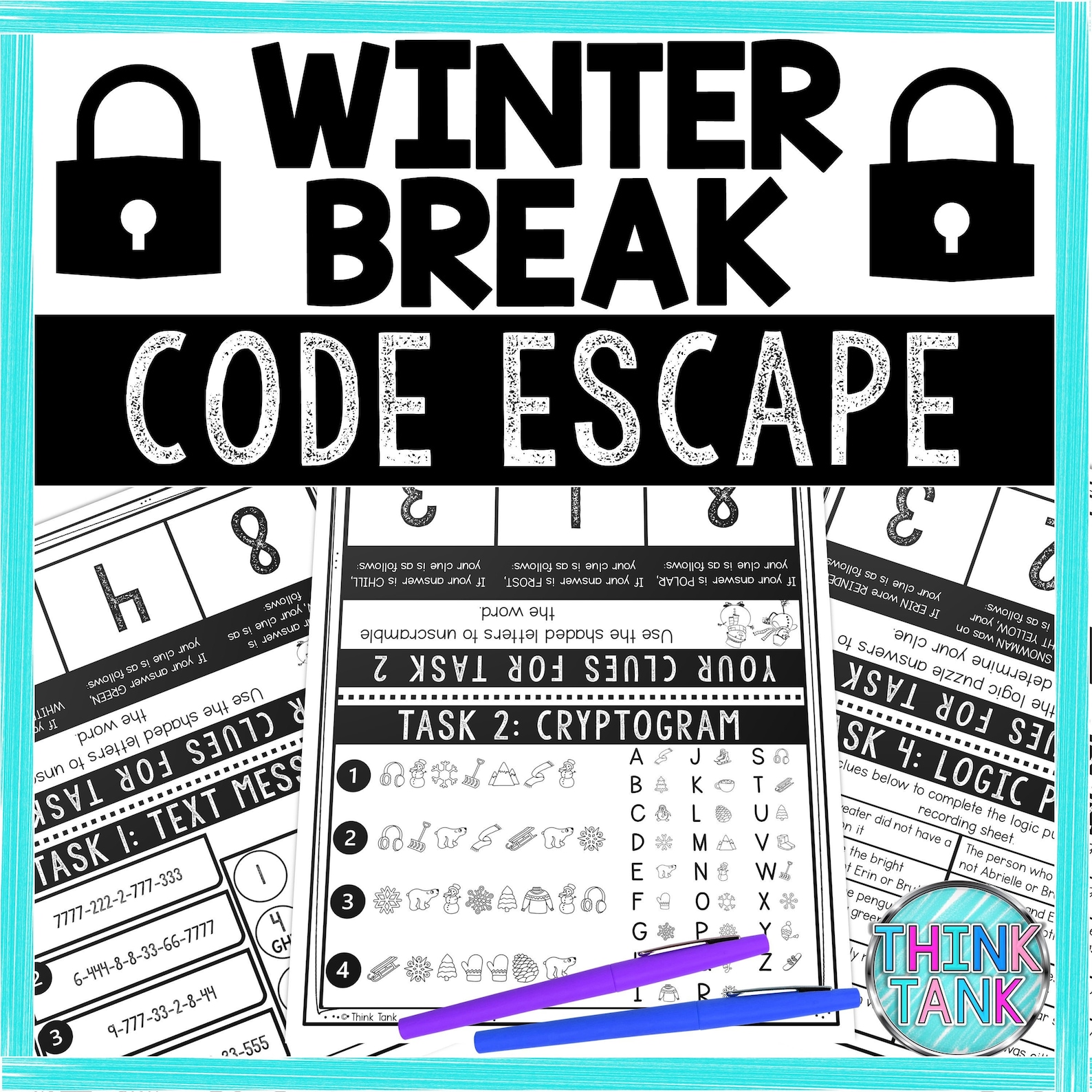 Winter Break Escape Room Code for Kids Printable Party Game Birthday ...