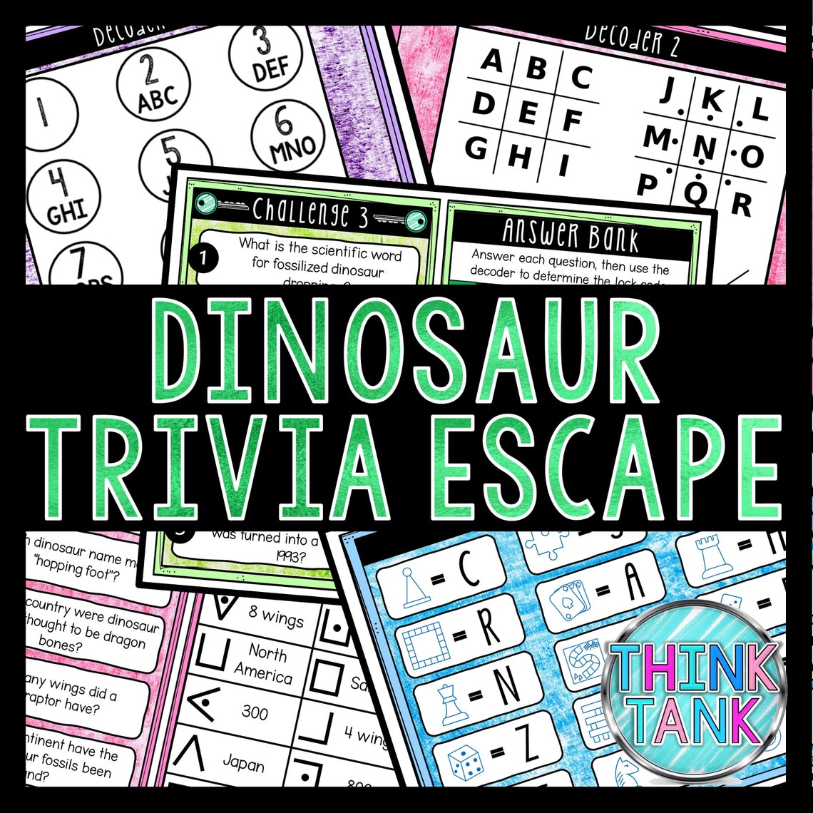 Dinosaur Trivia Game - Escape Room for Kids - Printable Party Game ...