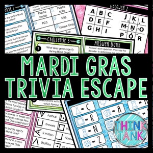 Mardi Gras Trivia Game, Escape Room for Kids, Printable Party Game ...