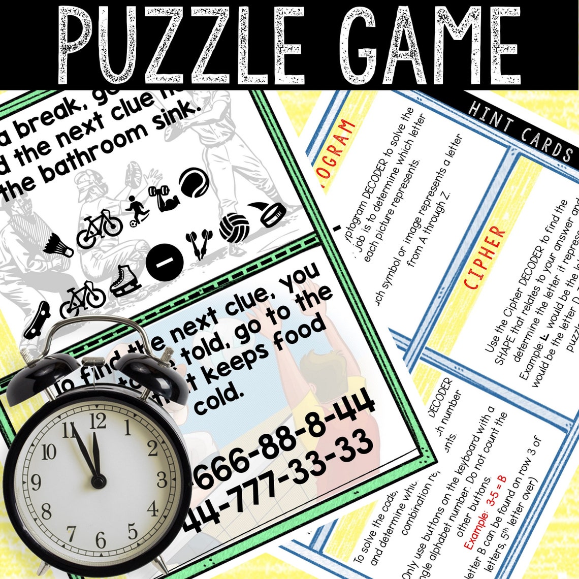 Sports Theme Treasure Hunt for Kids Printable Puzzle Game - Etsy