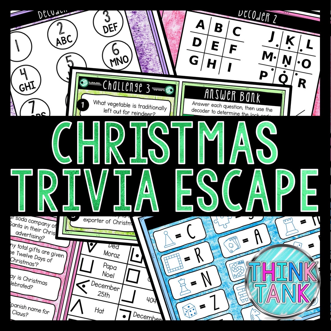 Christmas Trivia Game, Escape Room for Kids, Printable Party Game ...