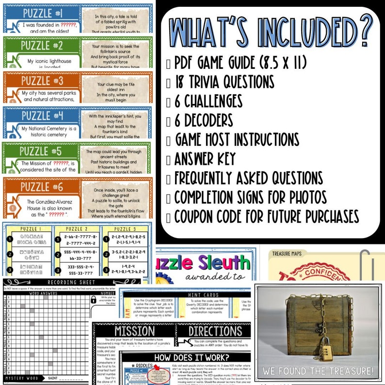 St. Augustine City Scape, Trivia Game, Escape Room for Kids, Printable ...
