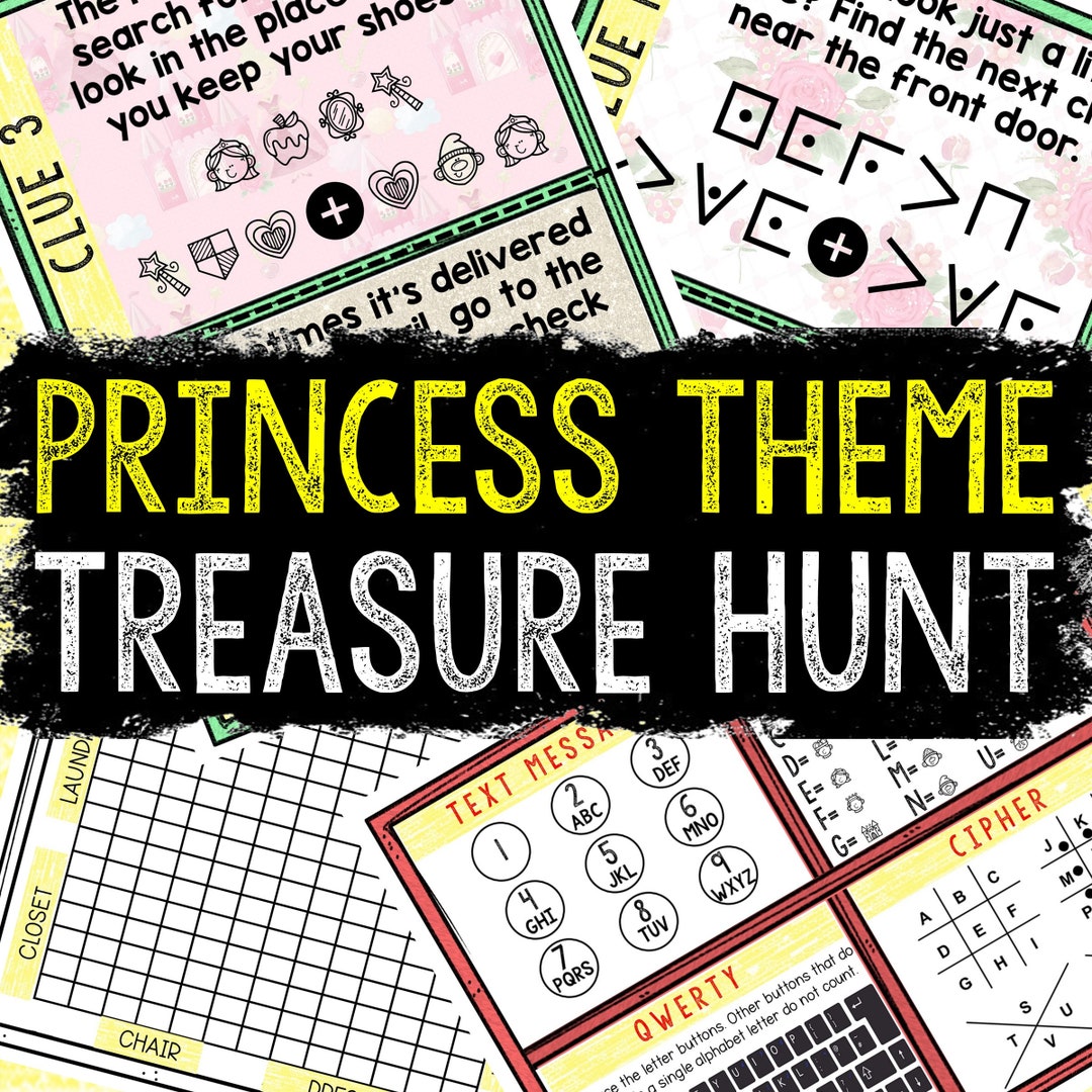 Princess Theme Treasure Hunt for Kids - Printable Puzzle Game - Indoor ...