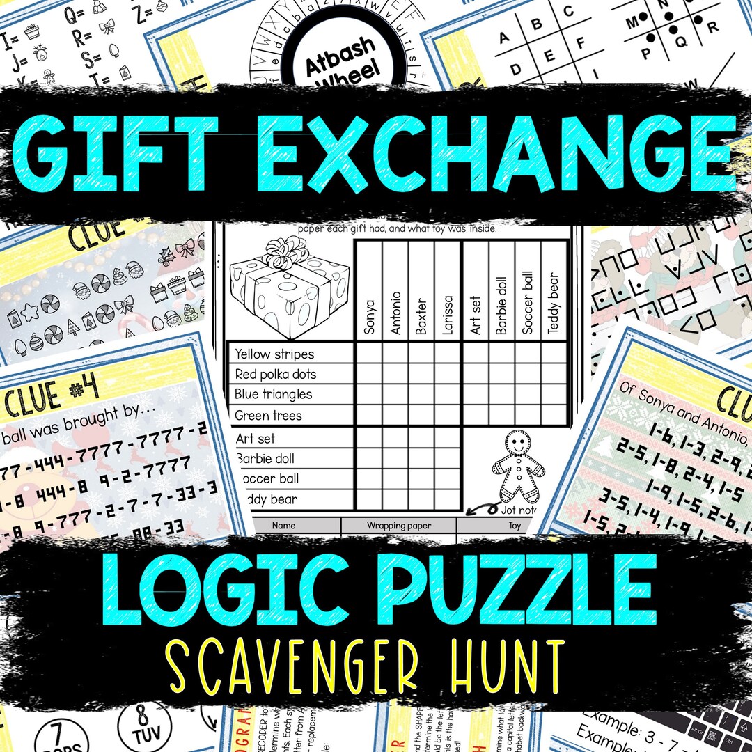 Christmas Logic Puzzle Scavenger Hunt Game for Kids, Holiday Party Game ...