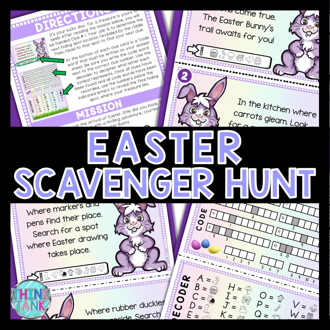 Easter Scavenger Hunt for Kids, Indoor Printable Game, Secret Code ...