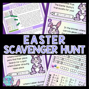 Easter Scavenger Hunt for Kids, Indoor Printable Game, Secret Code ...