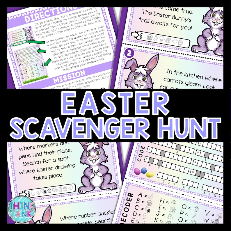 Easter Scavenger Hunt for Kids, Indoor Printable Game, Secret Code ...