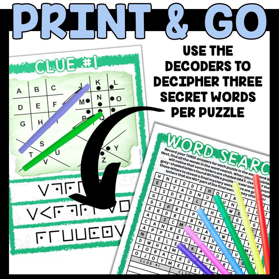 Easter Escape Room Word Search, Printable Party Game for Kids, Holiday ...