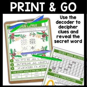 Christmas Escape Room for Kids, Printable Party Game, Cipher Puzzles ...