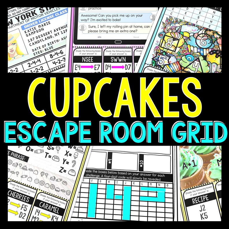 Cupcakes GRID Escape Room for Kids Printable Party Game - Etsy