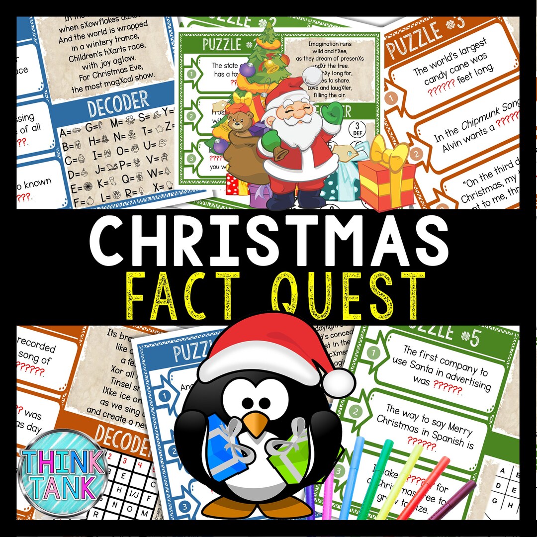 Christmas Fact Quest Escape Room for Kids, Printable Party Game, Family ...