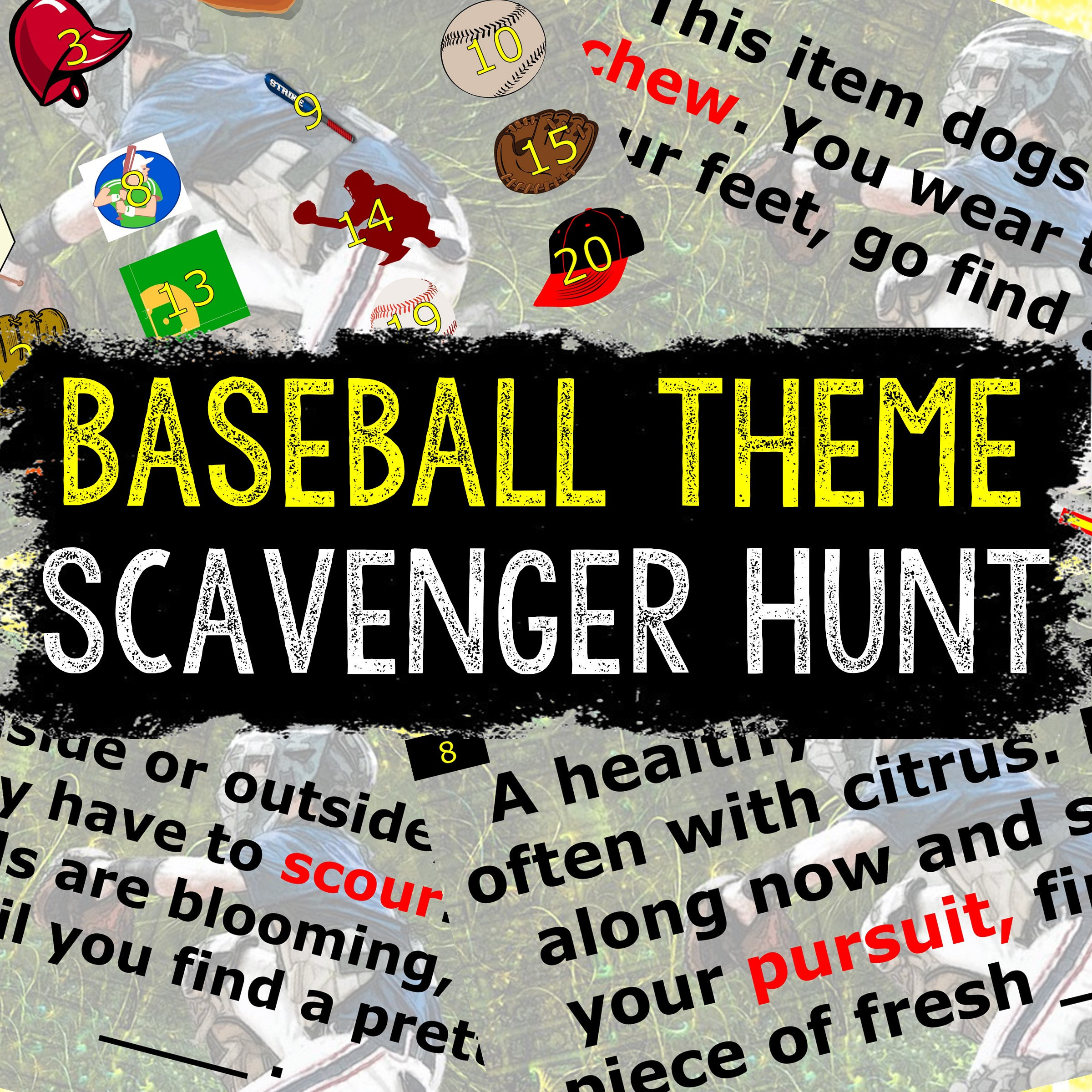 Baseball Theme Virtual Scavenger Hunt for Kids Digital Party - Etsy