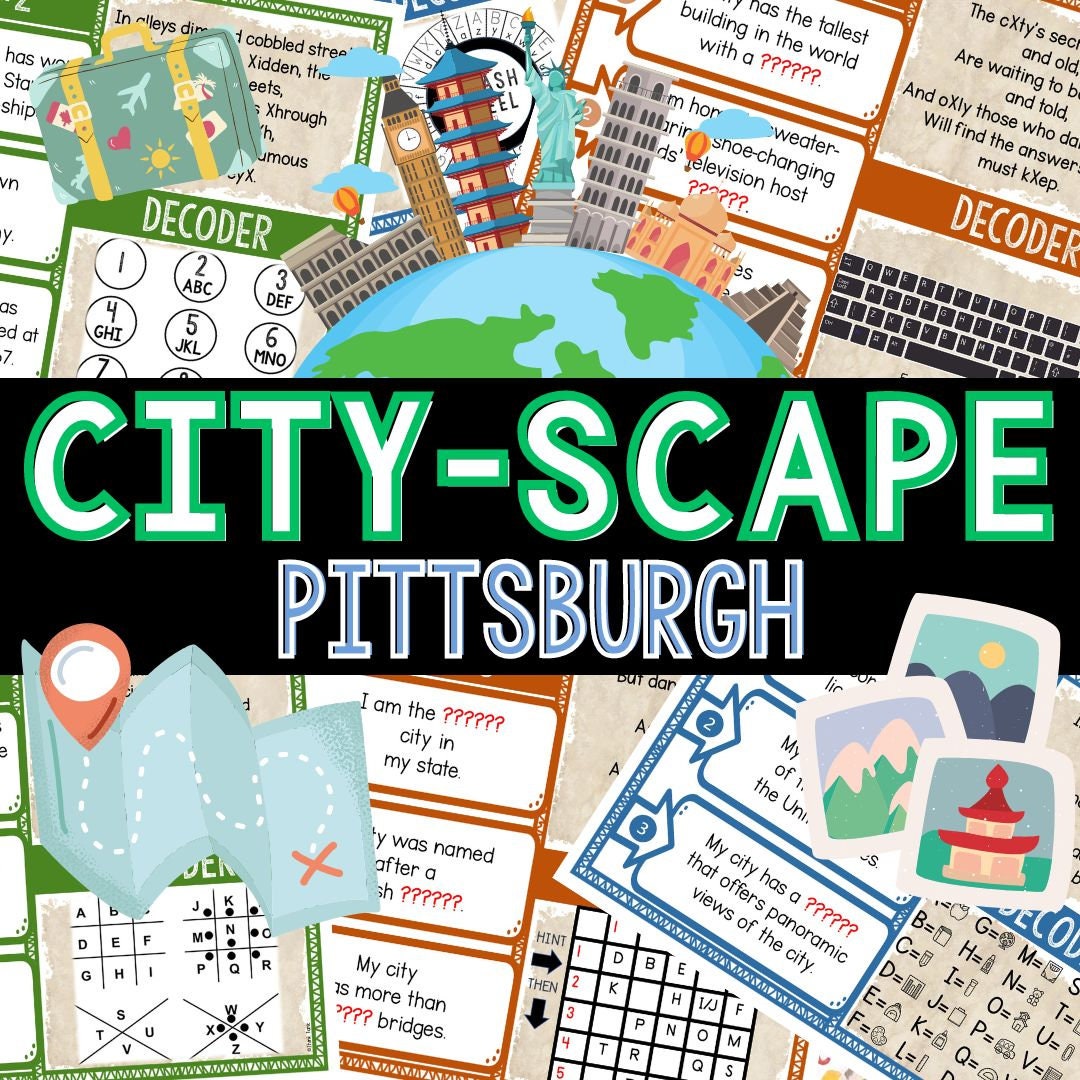 Pittsburgh City Scape, Trivia Game, Escape Room for Kids, Printable ...