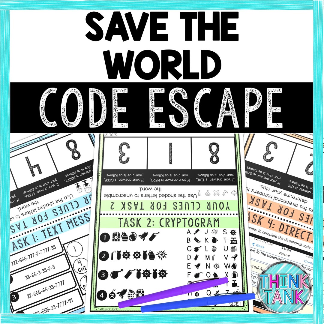 Save the World Escape Room Code for Kids - Printable Party Game ...