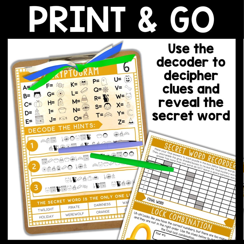 Halloween Escape Room for Kids, Printable Party Game, Cipher Puzzles ...