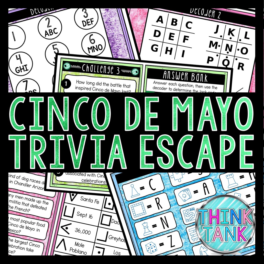 Cinco De Mayo Trivia Game - Escape Room for Kids - Printable Party Game ...