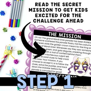 Mardi Gras Escape Room Word Search, Printable Party Game for Kids ...