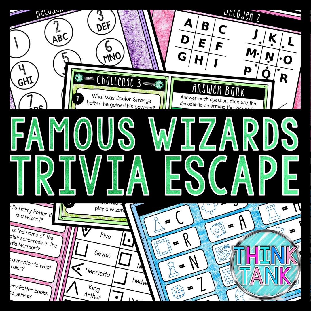 Famous Wizards Trivia Game Escape Room for Kids Printable Party Game ...