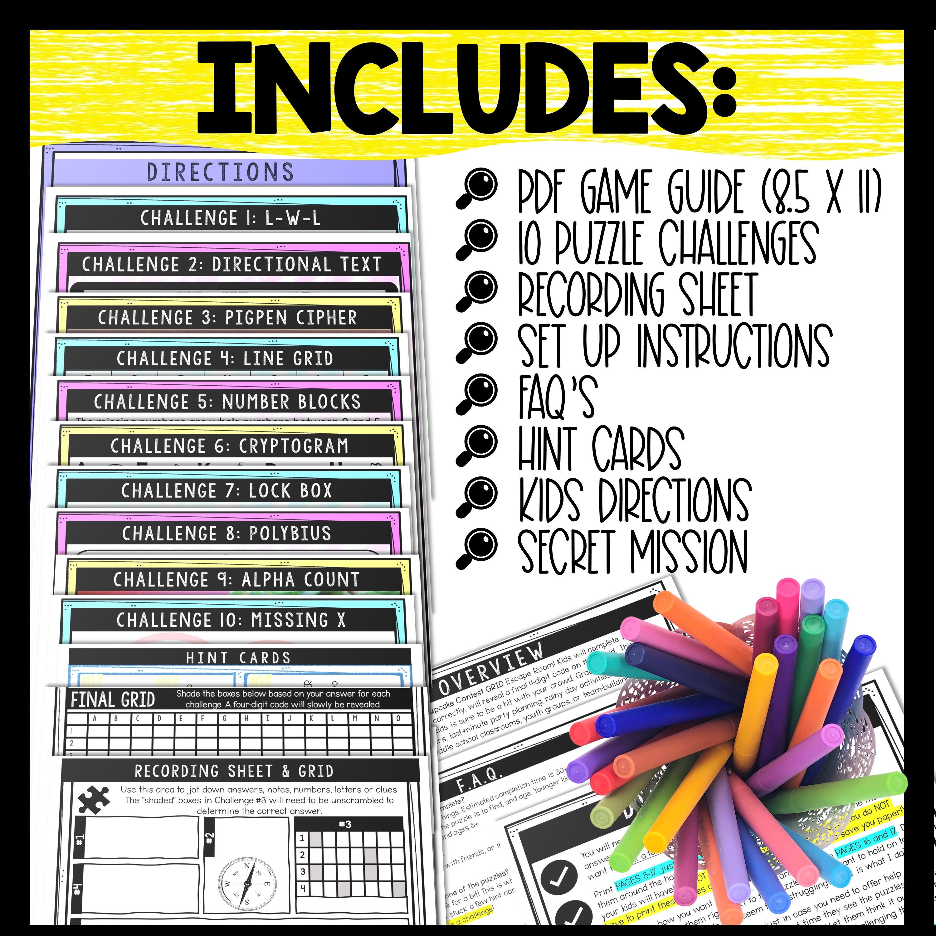 Halloween Monsters GRID Escape Room for Kids - Printable Party Game ...