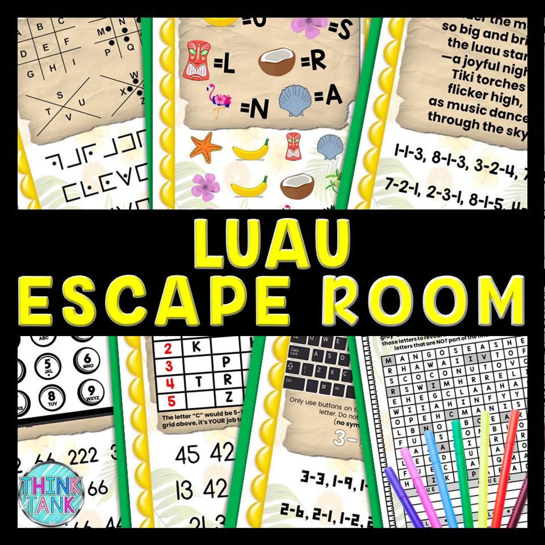 Luau Escape Room Word Search, Printable Party Game for Kids, Puzzles ...
