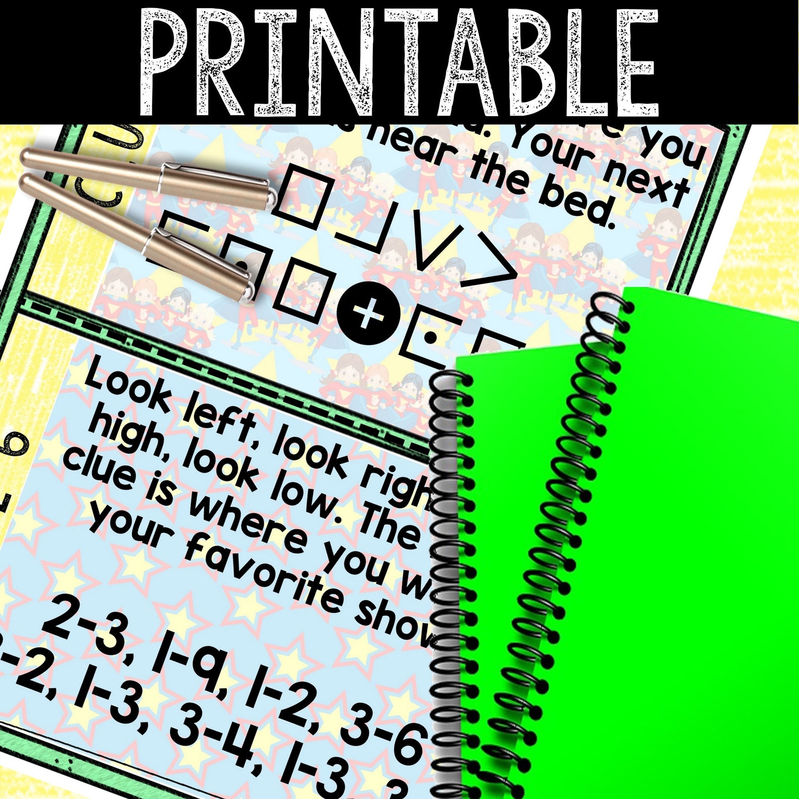 Superhero Theme Treasure Hunt for Kids - Printable Puzzle Game - Indoor ...