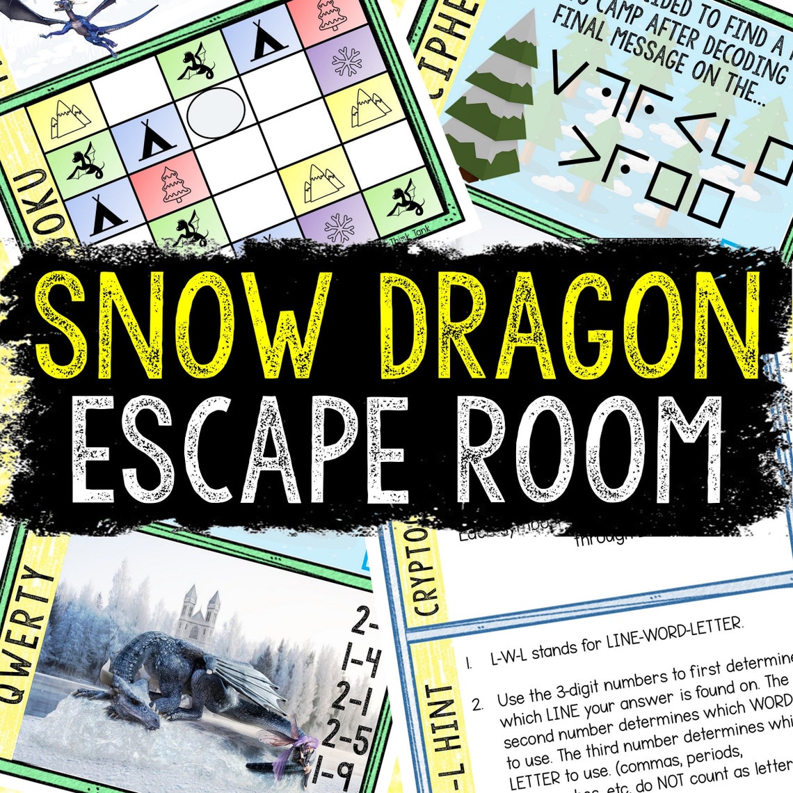 Escape Room for Kids Printable Party Game Snow Dragon - Etsy