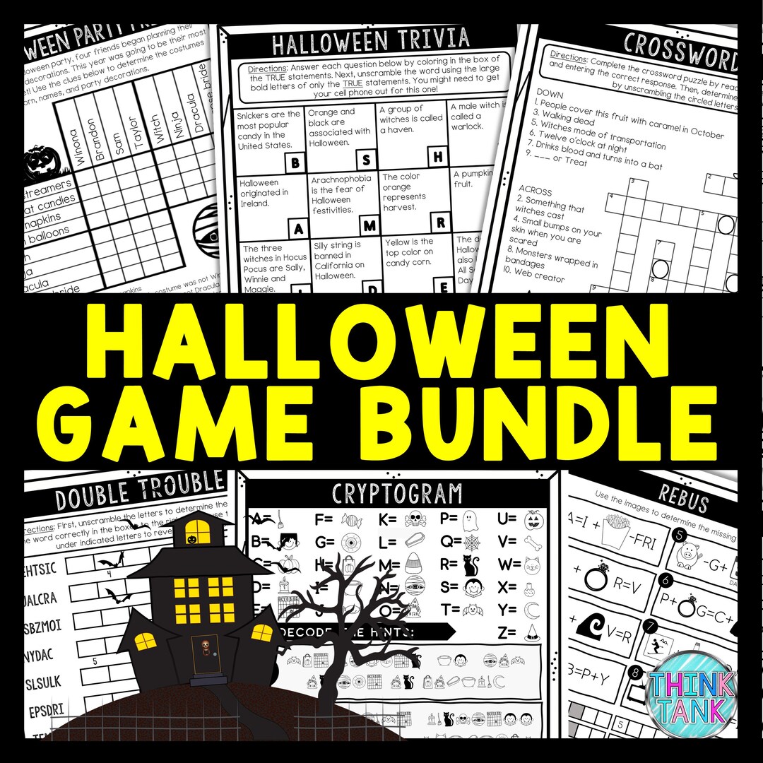 Halloween Party Games for Kids, Printable Games, Puzzles Bundle, Family ...