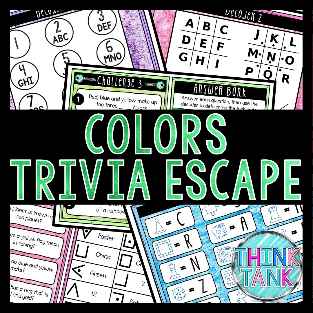 Colors Trivia Game - Escape Room for Kids - Printable Party Game ...