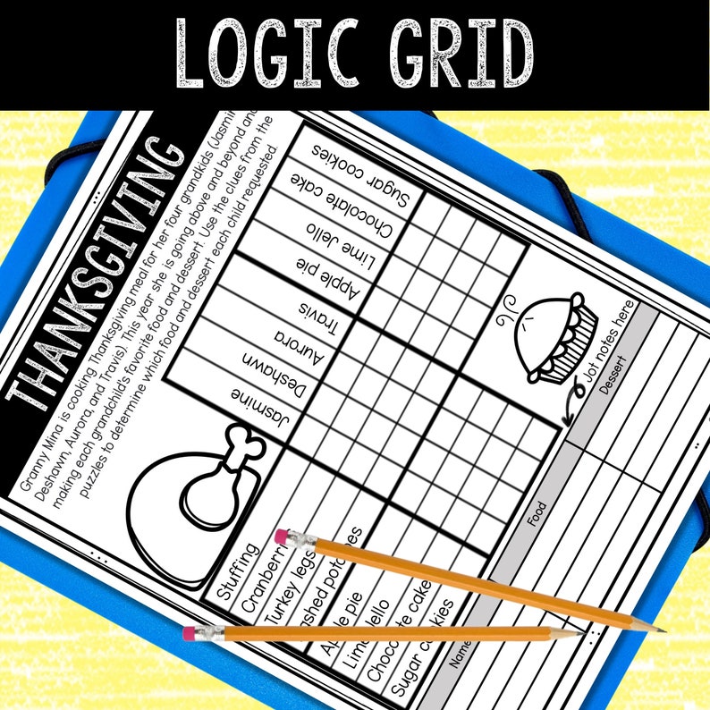 Thanksgiving Logic Puzzle Scavenger Hunt Game for Kids, Party Game ...