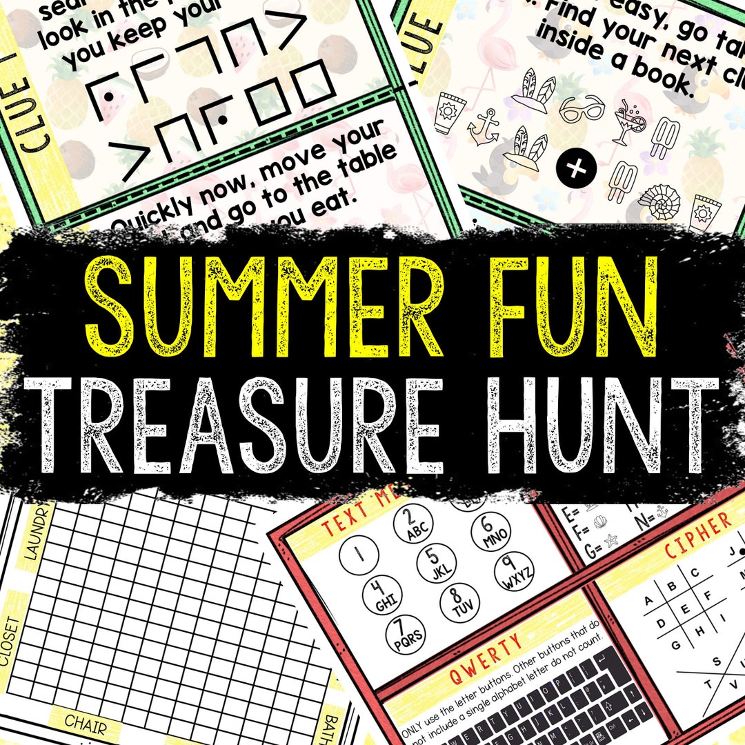 Summer Fun Treasure Hunt for Kids - Printable Puzzle Game - Indoor ...