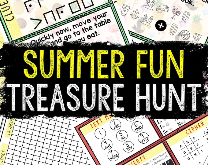 Summer Fun Treasure Hunt for Kids Printable Puzzle Game - Etsy