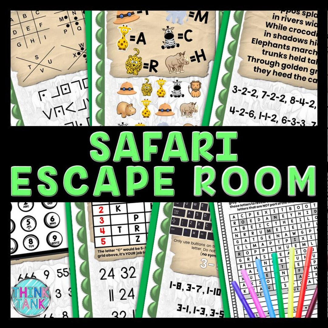 Safari Escape Room Word Search, Printable Party Game for Kids, Puzzles ...