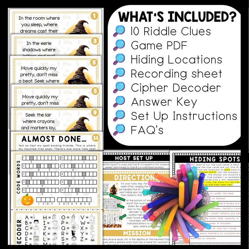 Halloween Scavenger Hunt for Kids, Indoor Printable Game, Secret Code ...