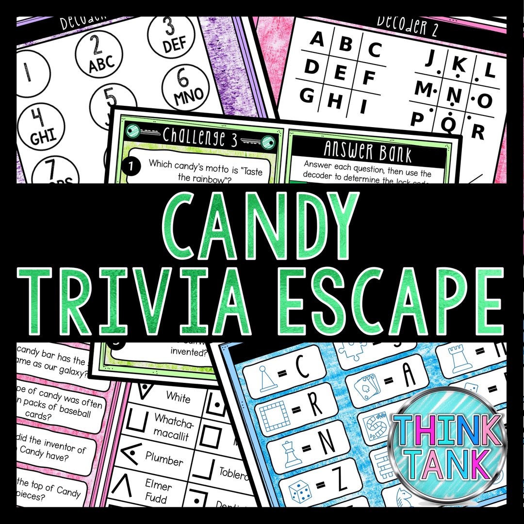 Candy Trivia Escape Game, Escape Room for Kids, Printable Party Game ...
