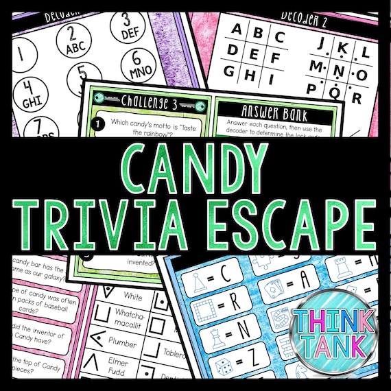 Candy Trivia Escape Game Escape Room for Kids Printable | Etsy